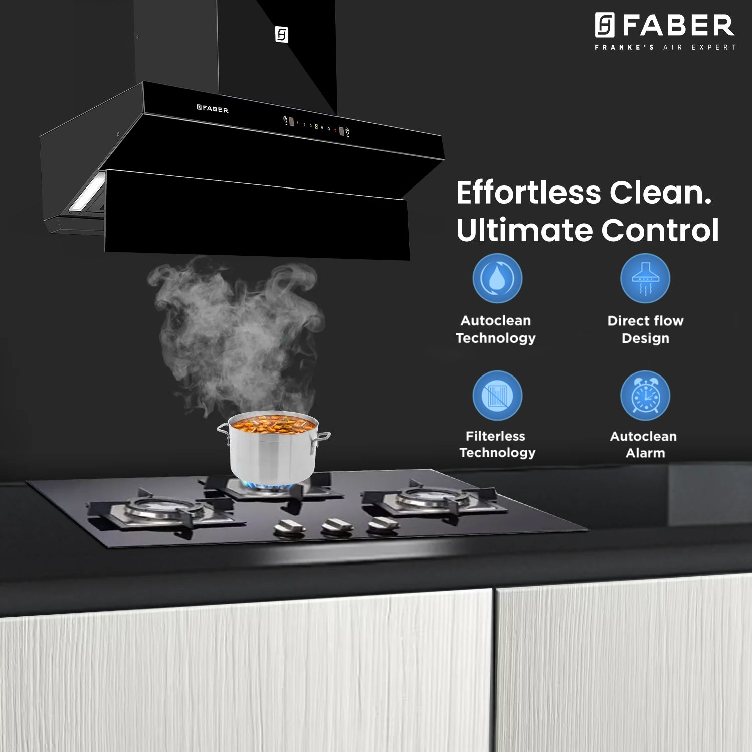 Filter Less 60cms Chimney | Auto Clean Chimney High Suction Power ...