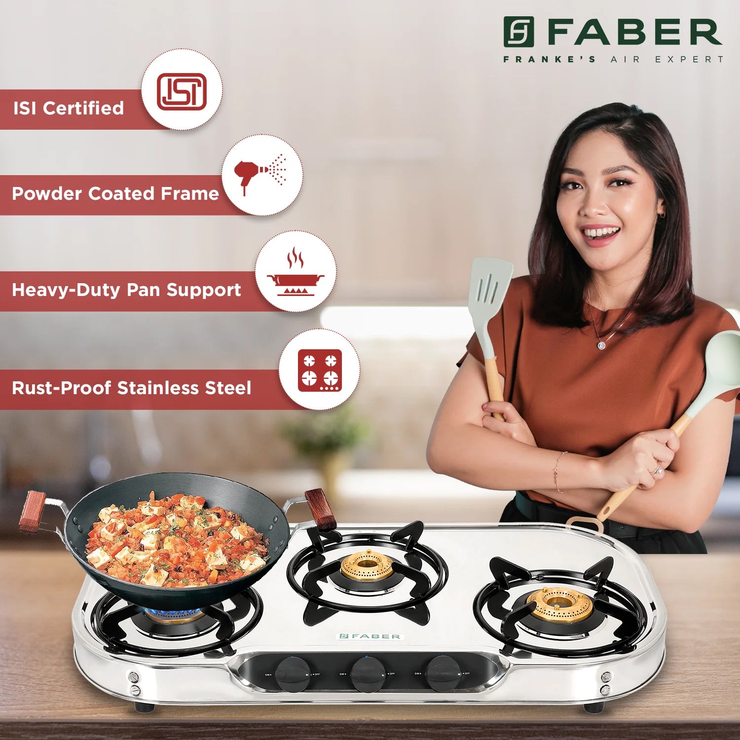 Buy HOB COOKTOP CRYSTAL 3BB SS Cooktop Online - Faber India - Buy now ...