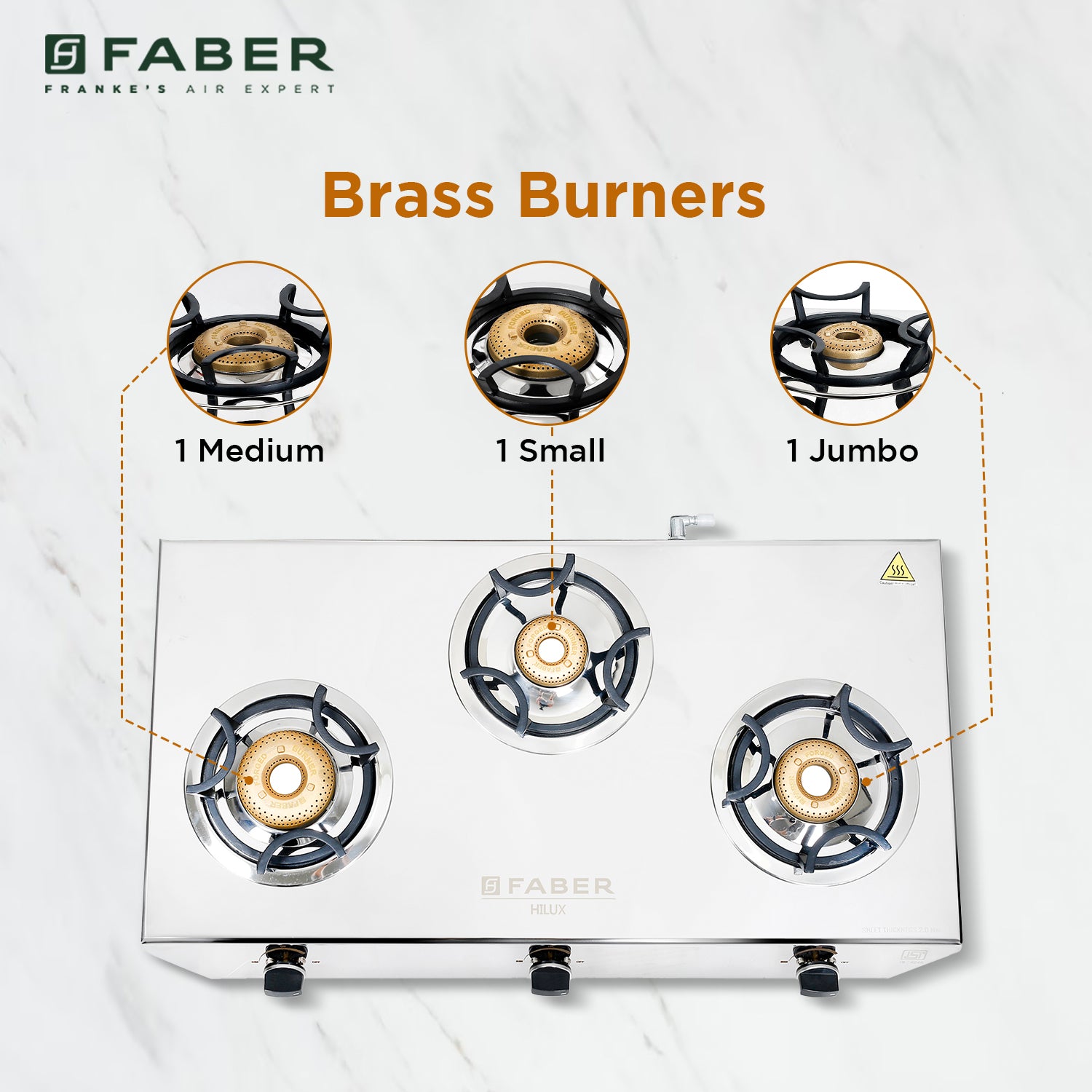 Buy Faber Hob Cooktop HILUX MAX 3 Brass Burner SS Online at Best Price ...