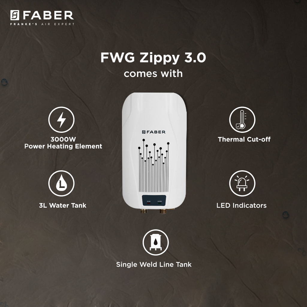 Faber FWG Zippy 3.0 Water Heater | Instant Heating & Energy Saving - Buy now at ₹ 2,699