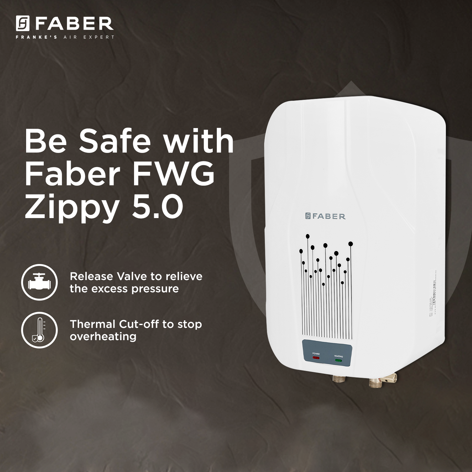 Faber FWG Zippy 5.0 Water Heater | Fast Heating & Energy Efficient ...