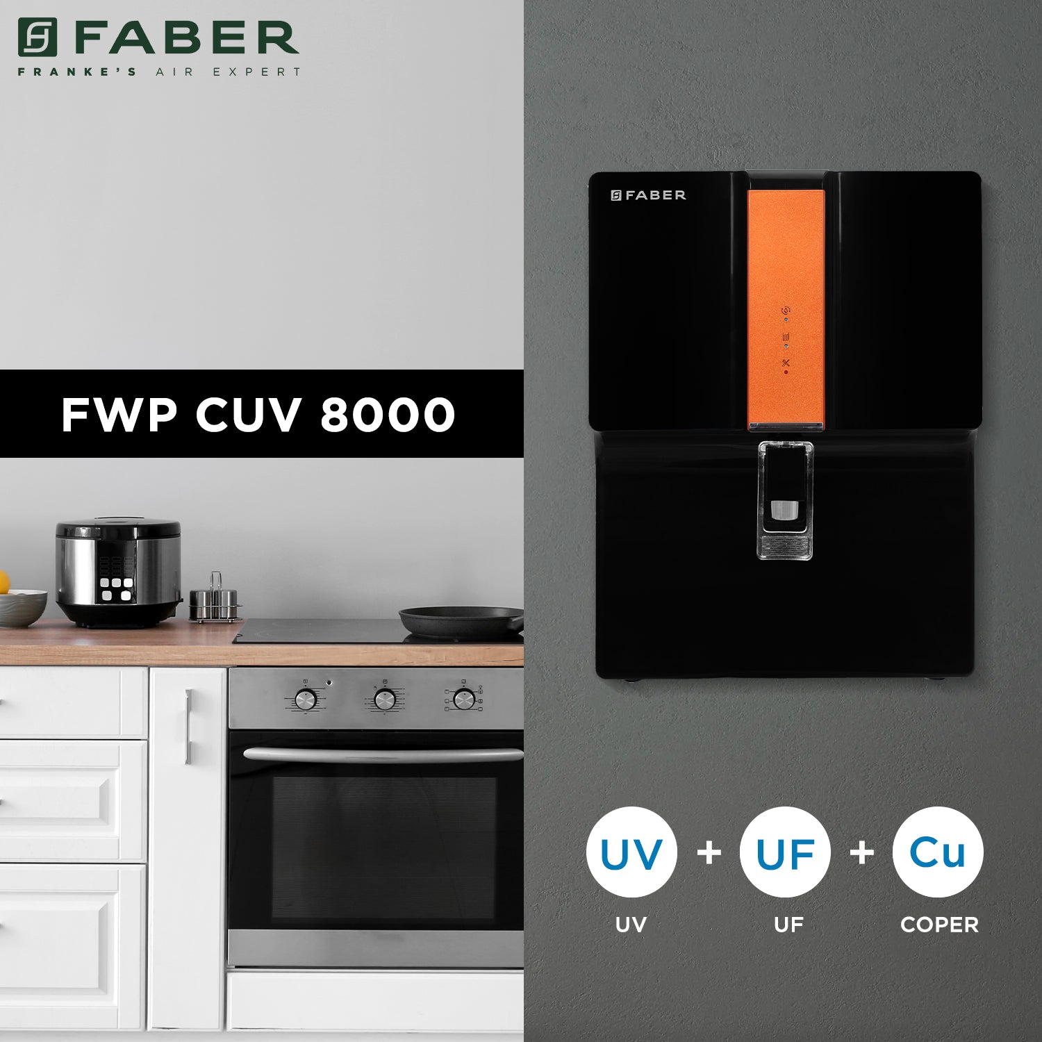 Buy Faber FWP CUV 8000 (UV + UF + COPPER) Water Purifier Online - Buy now at ₹ 5,990