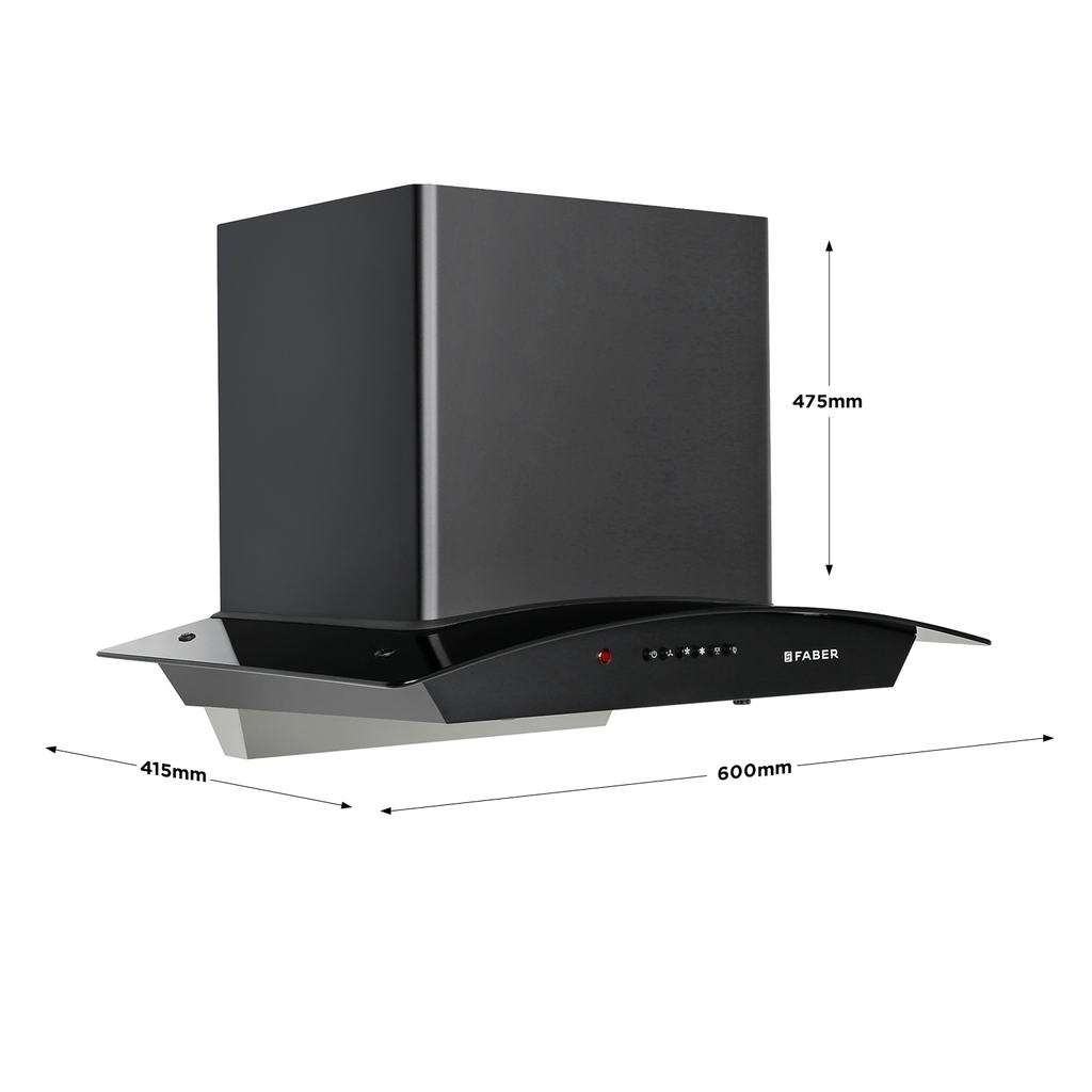 Shop Faber HOOD ALPHA IN HC Push Button FL BK 60cm Kitchen Chimney ...