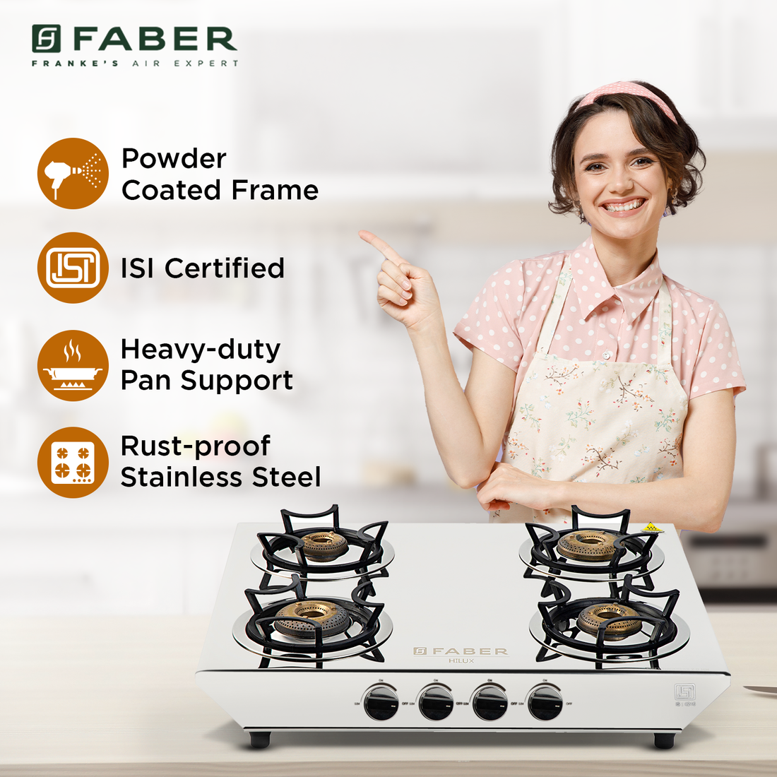 Buy Faber Hob 4 Brass Burner HILUX MAX COOKTOP Online at Best Price ...
