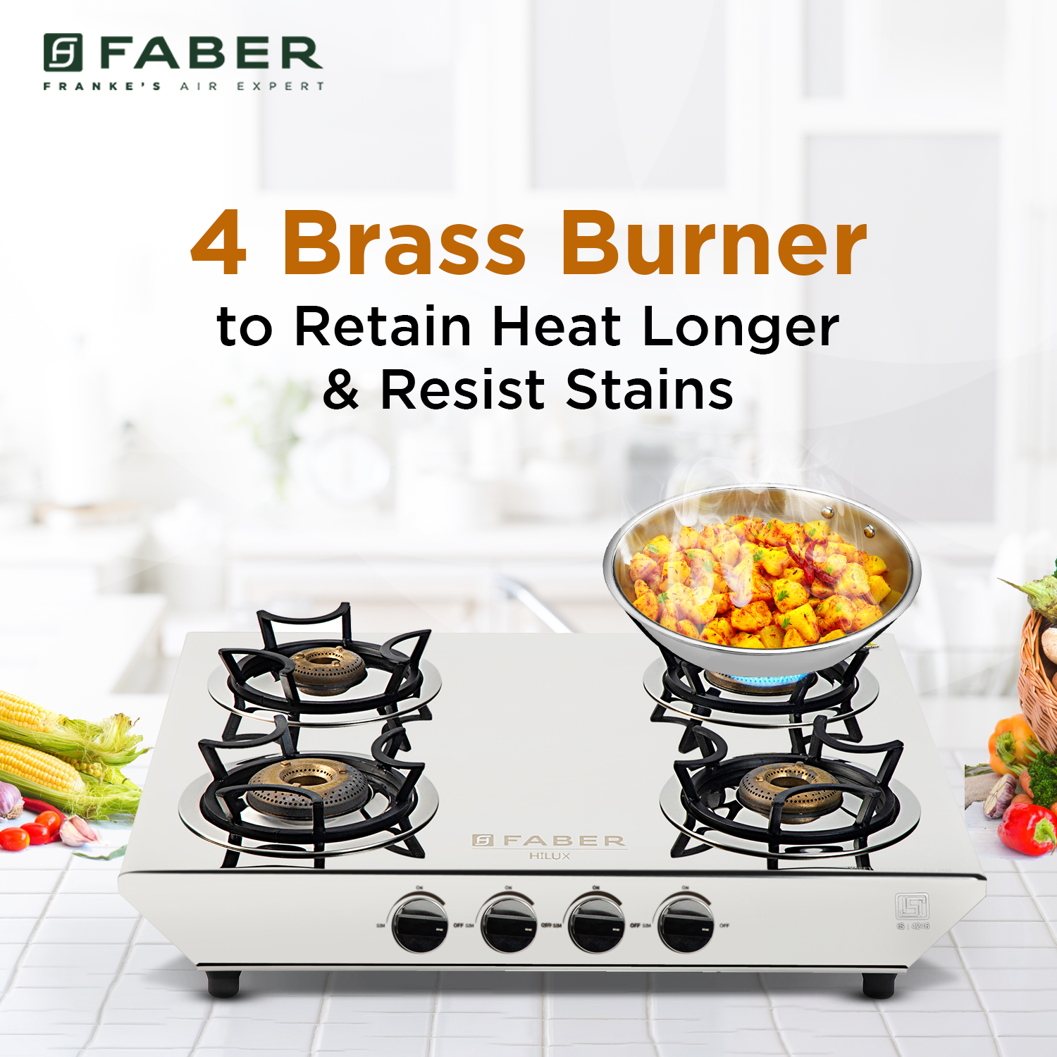 Buy Faber Hob 4 Brass Burner HILUX MAX COOKTOP Online at Best Price ...